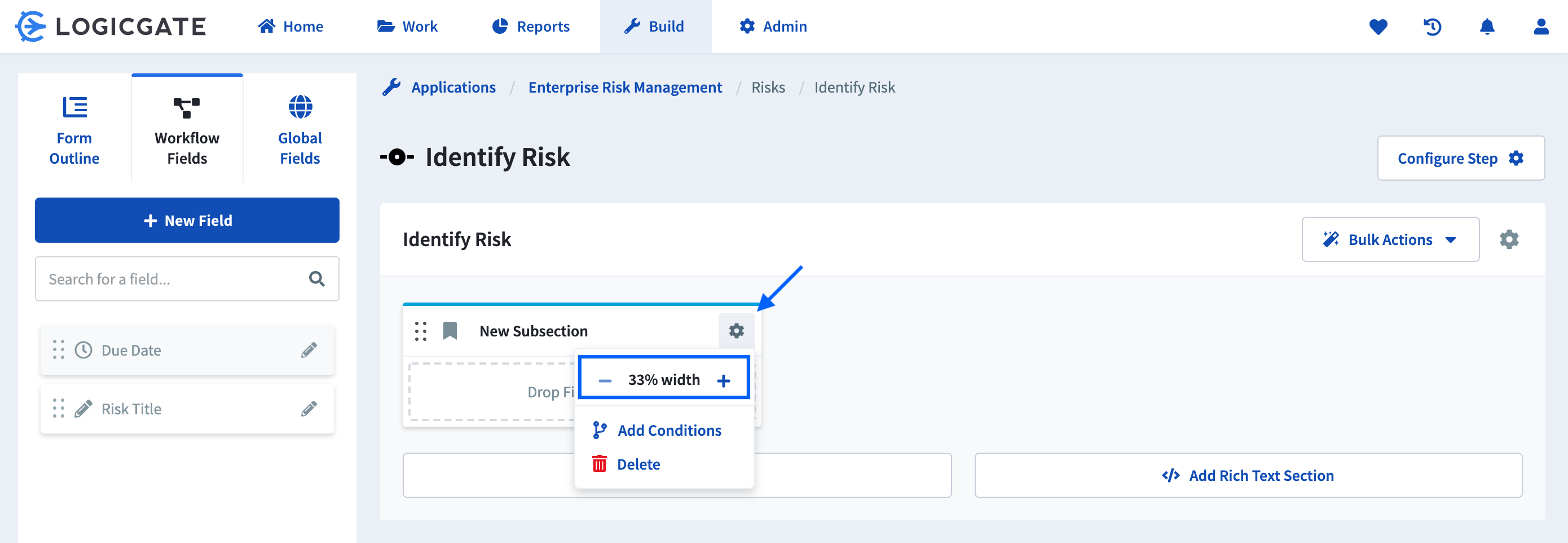 Create Sections and Subsections in a Step – LogicGate Help Center